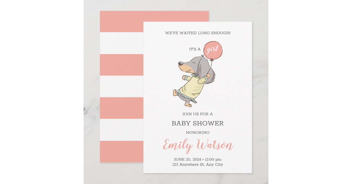 Dachshund Baby Shower Invitation | Zazzle