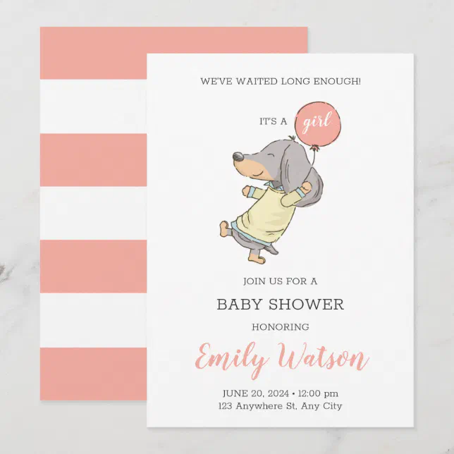 Dachshund Baby Shower Invitation | Zazzle