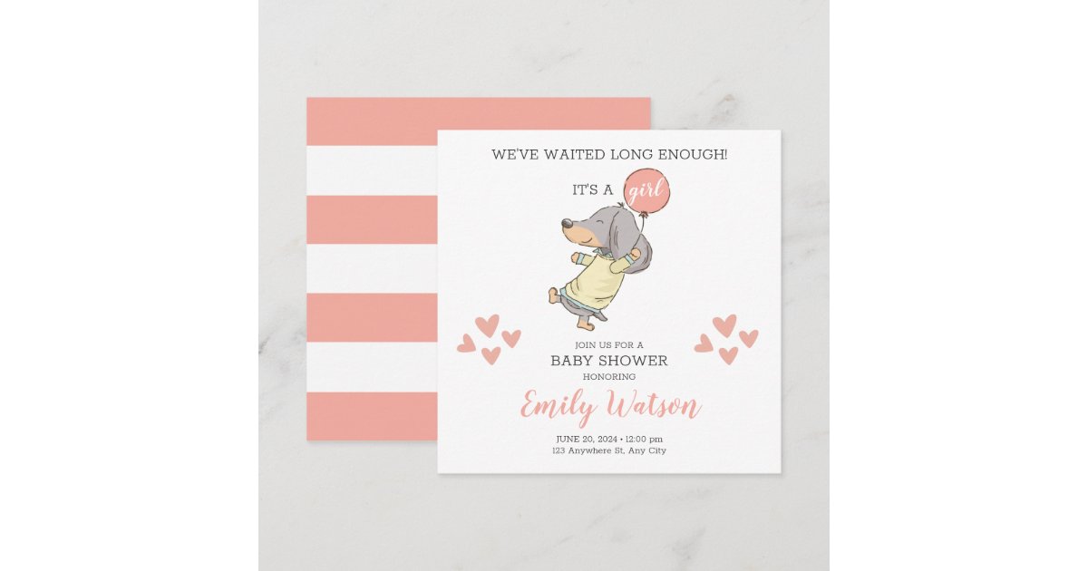 Dachshund Baby Shower Invitation | Zazzle