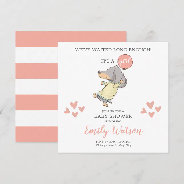Dachshund Baby Shower Invitation | Zazzle