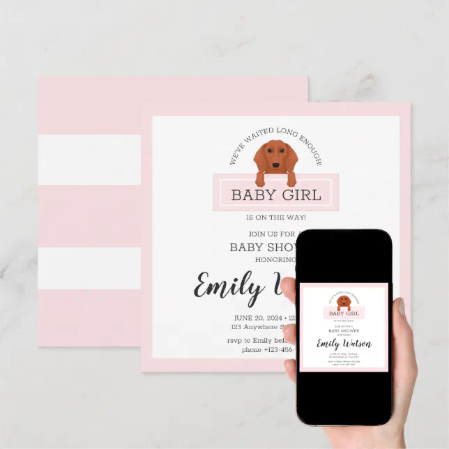Dachshund Baby Shower Invitation Postcard | Zazzle