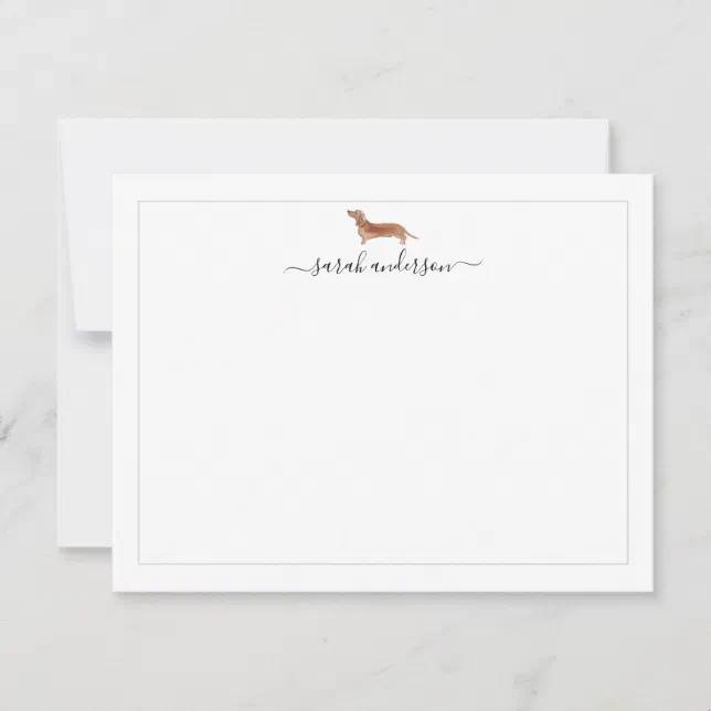 Dachshund Border Personalized Note Card | Zazzle