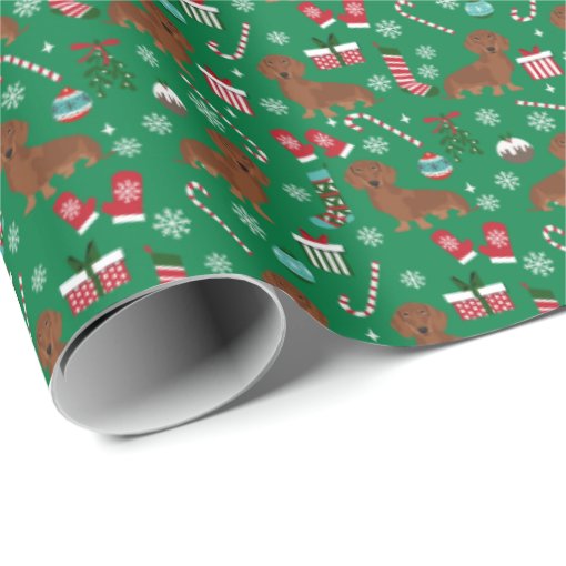 Dachshund christmas dog pet wrapping paper | Zazzle