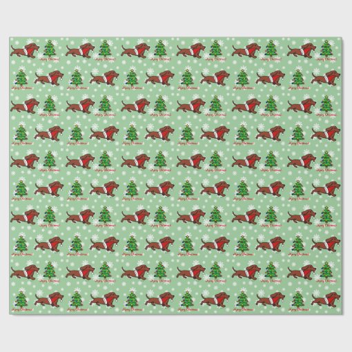 Dachshund Christmas Running Wrapping Paper | Zazzle