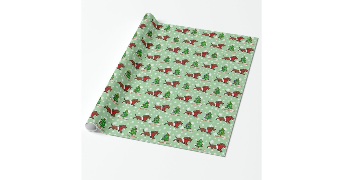 Dachshund Christmas Running Wrapping Paper | Zazzle