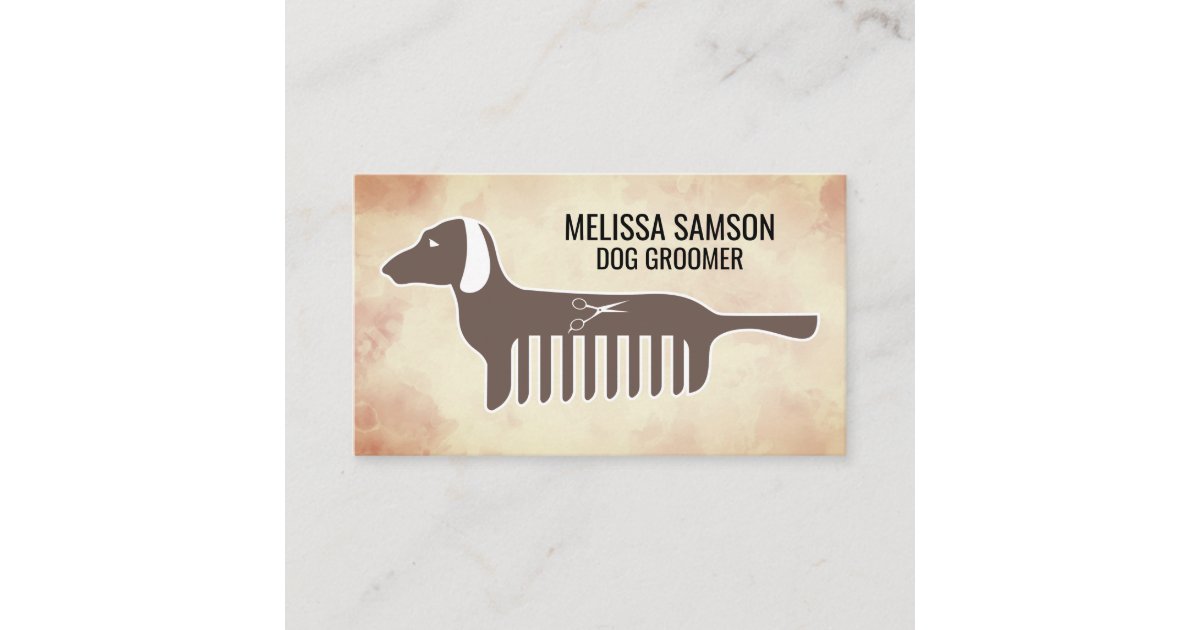 Dachshund Comb Logo | Dog Groomer Business Card | Zazzle