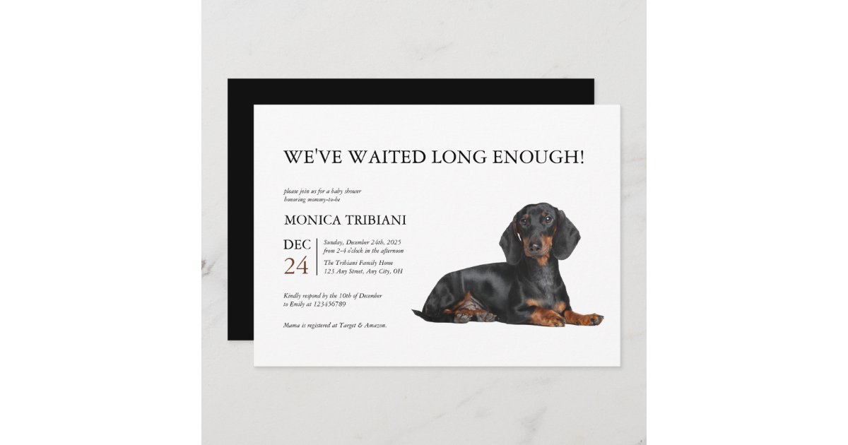Dachshund Dog Baby Shower Invitation | Zazzle