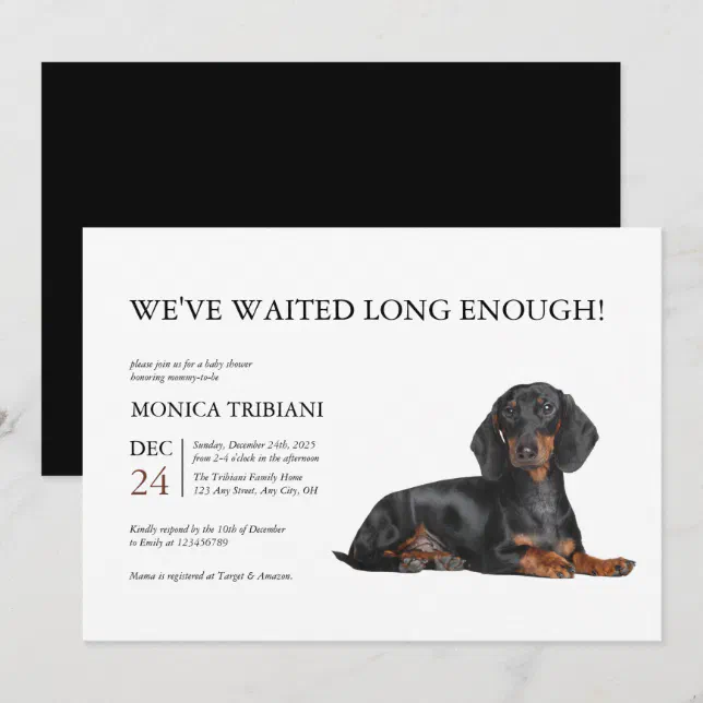 Dachshund Dog Baby Shower Invitation | Zazzle