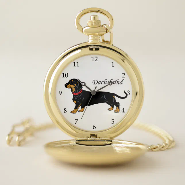 Dachshund Dog Breed .... illustration Pocket Watch | Zazzle