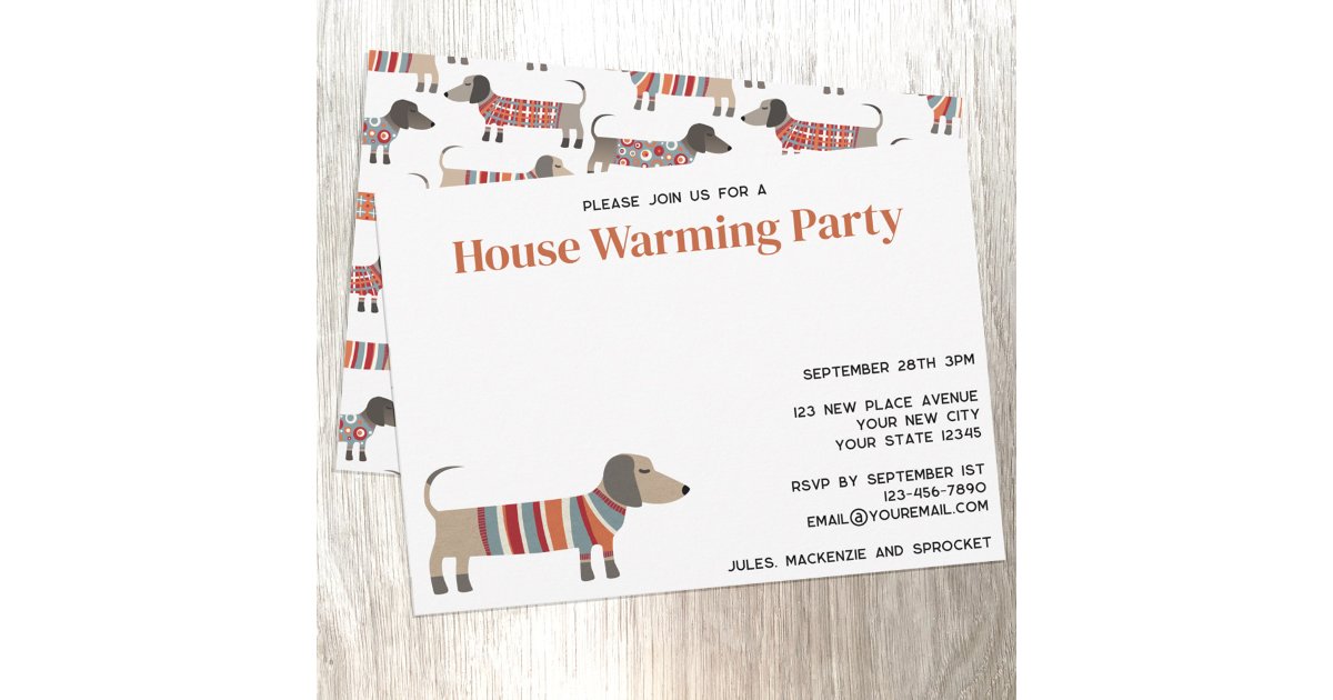 Dachshund Dog House Warming Party Announcement | Zazzle
