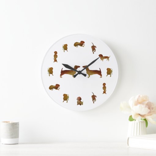 Dachshund Dogs Custom Large Clock | Zazzle