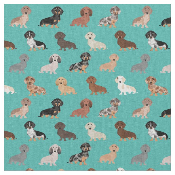 Dachshund dog summer beach turquoise fabric | Zazzle
