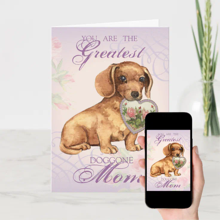 Dachshund Heart Mom Card | Zazzle