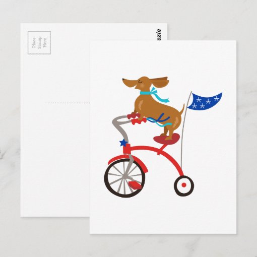 Dachshund On Bike Postcard | Zazzle