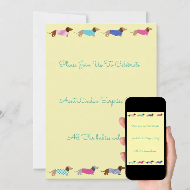 Dachshund Party Invitation | Zazzle