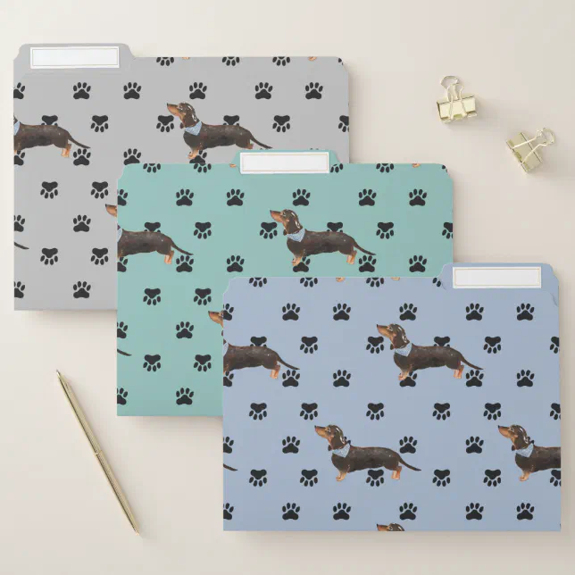 Dachshund Paw Prints Pattern File Folder | Zazzle