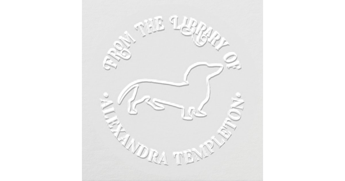 Dachshund Pet Dog Line Art Library Book Name Embosser | Zazzle