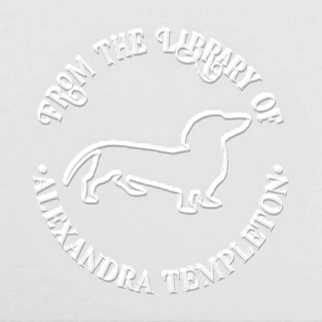 Dachshund Pet Dog Line Art Library Book Name Embosser | Zazzle