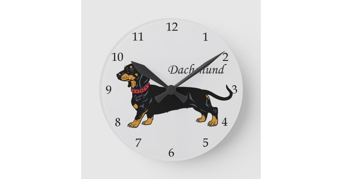 dachshund round clock | Zazzle