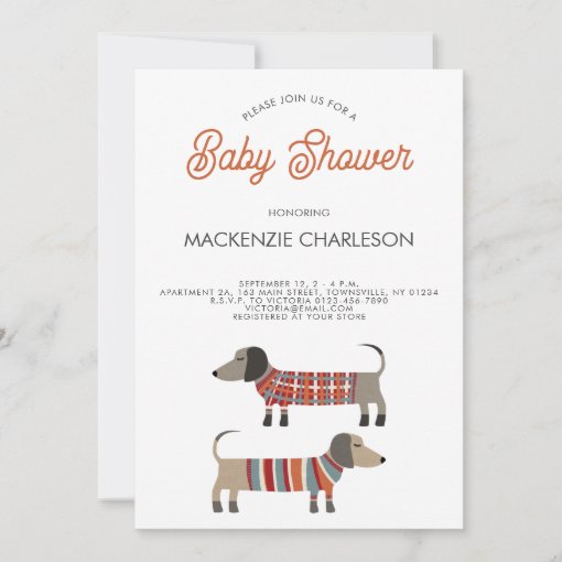 Dachshund Sausage Dog Baby Shower Invitation | Zazzle
