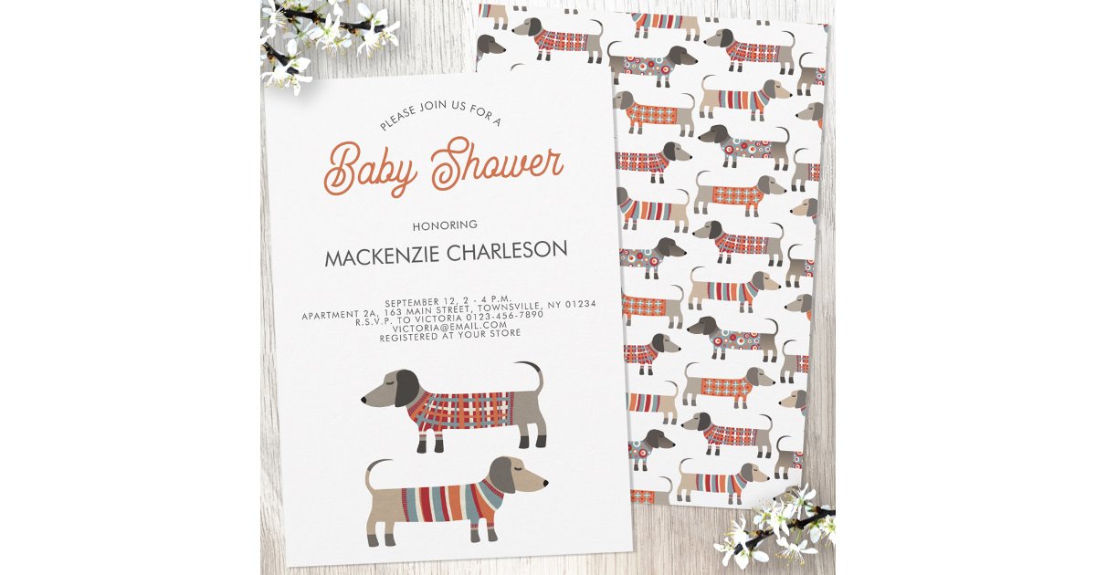 Dachshund Sausage Dog Baby Shower Invitation | Zazzle