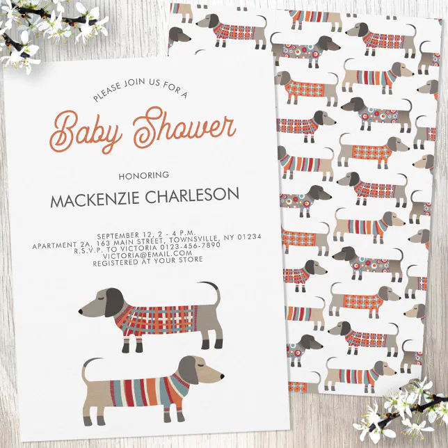 Dachshund Sausage Dog Baby Shower Invitation | Zazzle