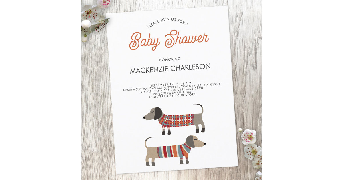 Dachshund Sausage Dog Baby Shower Invitation Postcard | Zazzle