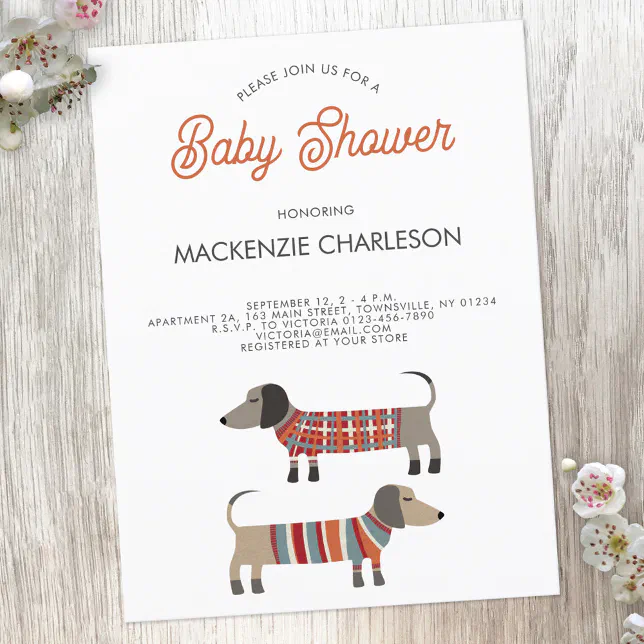 Dachshund Sausage Dog Baby Shower Invitation Postcard | Zazzle