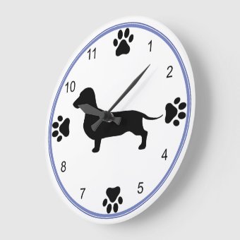 Dachshund Silhouette Large Clock | Zazzle