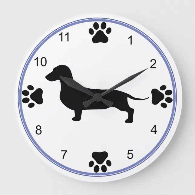 Dachshund Silhouette Large Clock | Zazzle