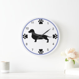 Dachshund Silhouette Large Clock | Zazzle