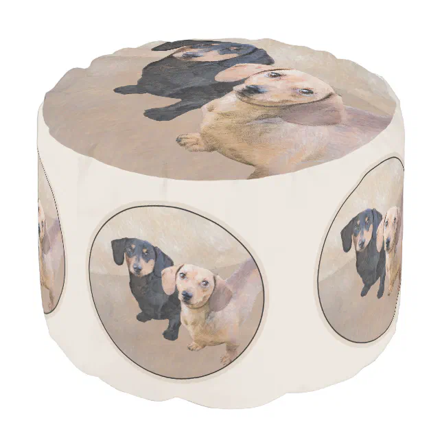 Dachshund (Smooth) Painting - Original Dog Art Pouf | Zazzle
