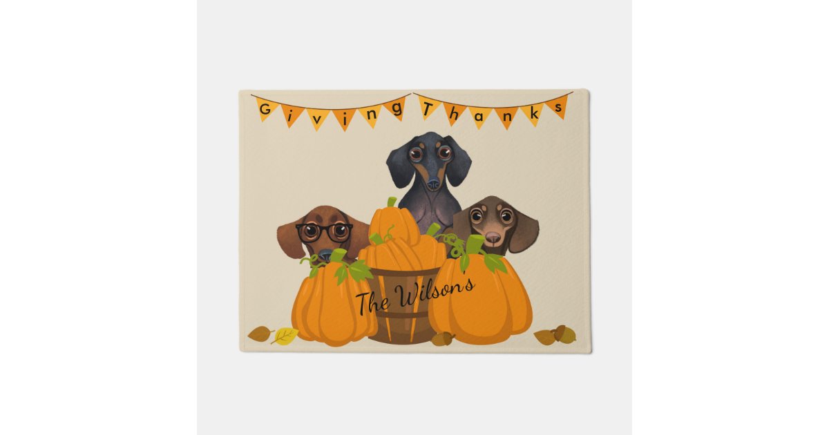 Dachshund Thanksgiving Door Mat | Zazzle
