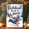 Dachshund Through the Snow Christmas Holiday Card | Zazzle