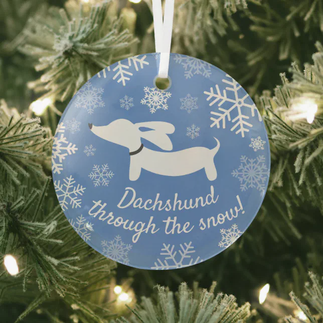 Dachshund Through The Snow Christmas Tree Ornament | Zazzle