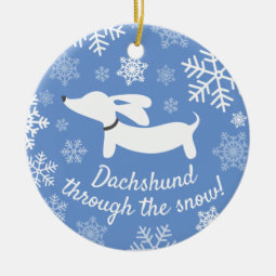 Dachshund Through The Snow Christmas Tree Ornament | Zazzle