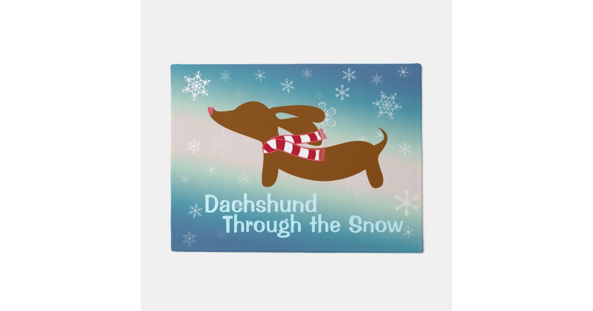 Dachshund Through the Snow Doormat Door Mat | Zazzle