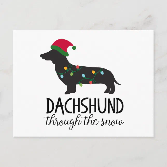 Dachshund Through The Snow Post Card, Christmas Holiday Postcard | Zazzle