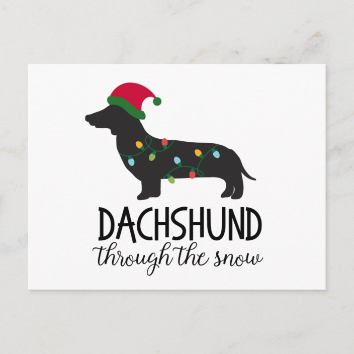 Dachshund Through The Snow Post Card, Christmas Holiday Postcard | Zazzle