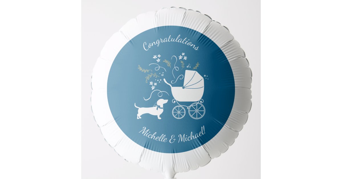 Dachshund Wiener Dog Baby Shower Blue Boy Balloon | Zazzle