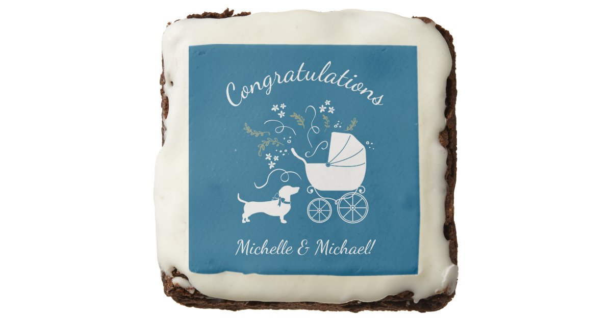 Dachshund Wiener Dog Baby Shower Blue Boy Brownie | Zazzle