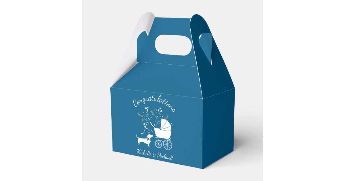 Dachshund Wiener Dog Baby Shower Blue Boy Favor Boxes | Zazzle