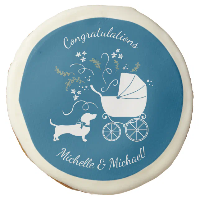 Dachshund Wiener Dog Baby Shower Blue Boy Sugar Cookie | Zazzle