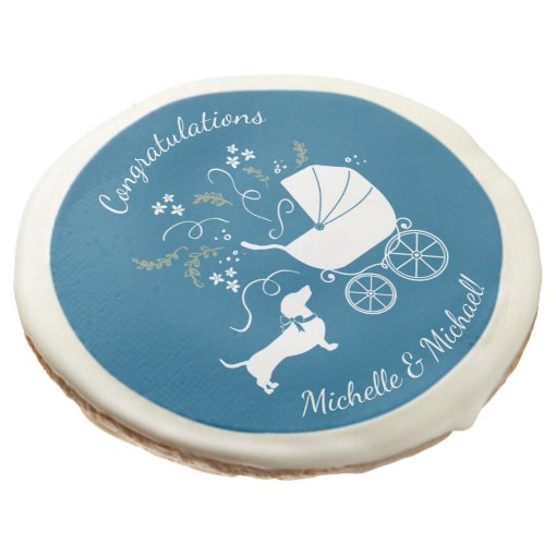 Dachshund Wiener Dog Baby Shower Blue Boy Sugar Cookie | Zazzle