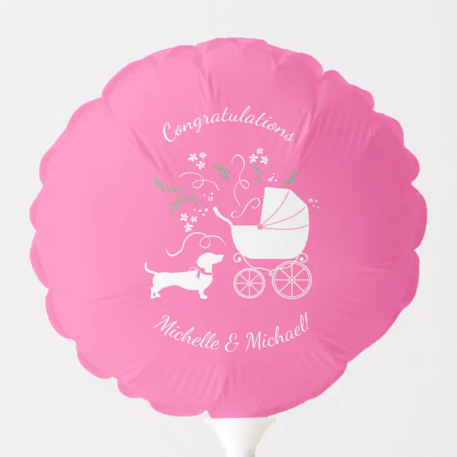 Dachshund Wiener Dog Baby Shower Pink Girl Balloon | Zazzle