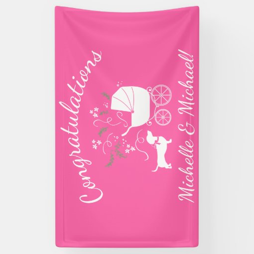 Dachshund Wiener Dog Baby Shower Pink Girl Banner | Zazzle