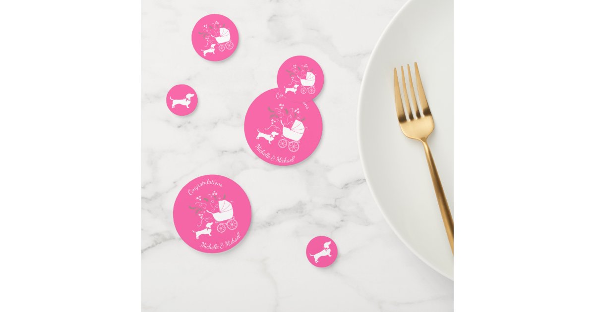 Dachshund Wiener Dog Baby Shower Pink Girl Confetti | Zazzle