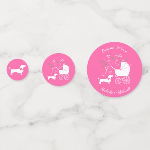 Dachshund Wiener Dog Baby Shower Pink Girl Confetti | Zazzle