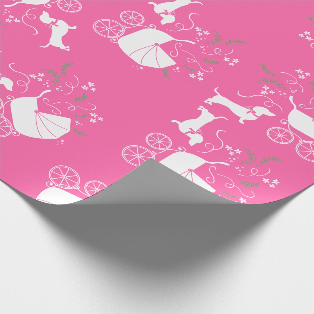 Dachshund Wiener Dog Baby Shower Pink Girl Wrapping Paper | Zazzle