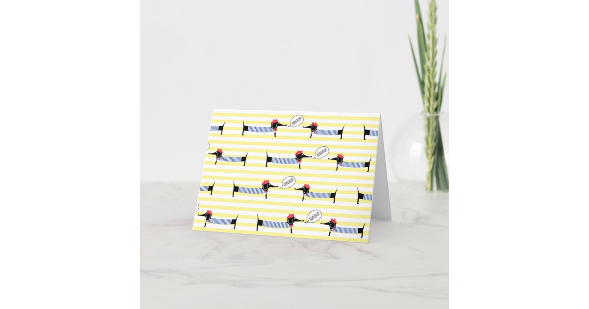 Dachshund Wiener Dog Bonjour Thank You Card | Zazzle